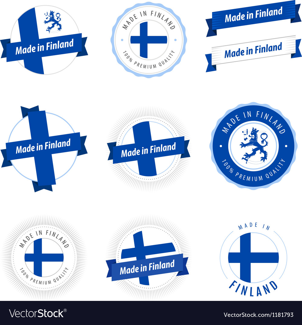 Set of made in finland labels and ribbons Vector Image