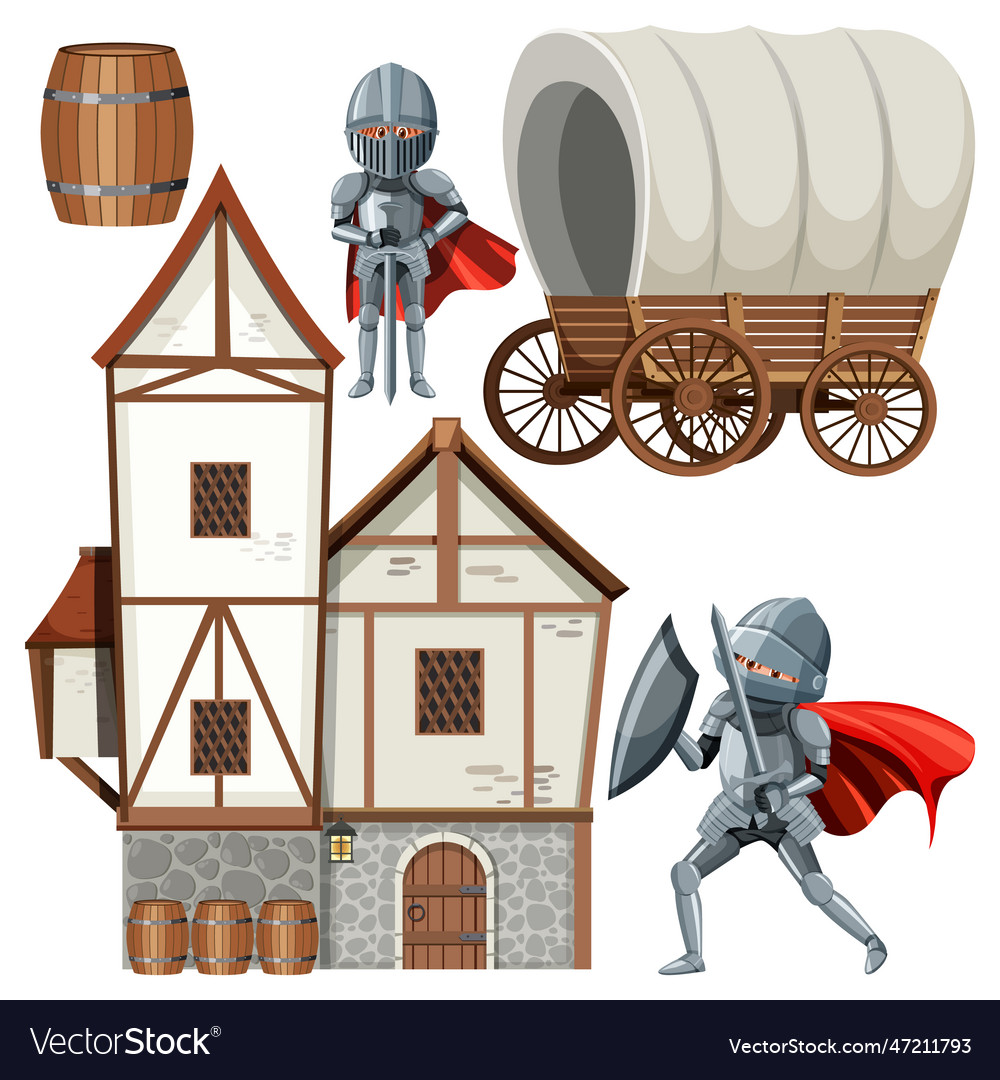 Set of medieval object Royalty Free Vector Image