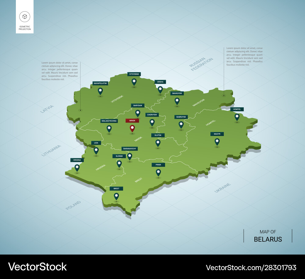 Stylized Map Belarus Isometric 3d Green Royalty Free Vector
