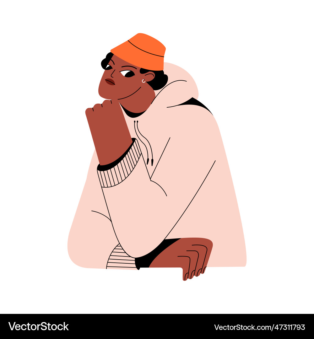 Thoughtful suspicious person thinking doubting Vector Image