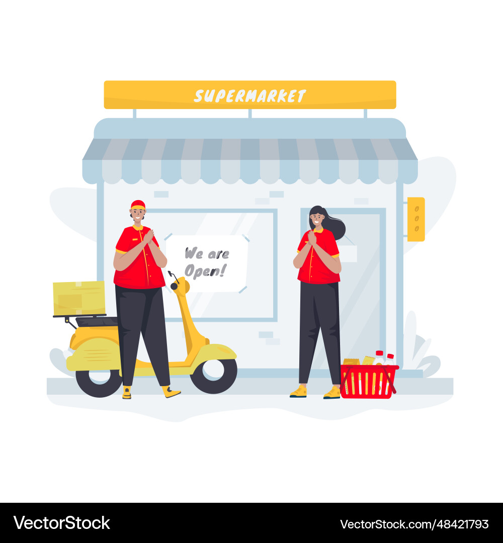 Welcome greeting supermarket store Royalty Free Vector Image