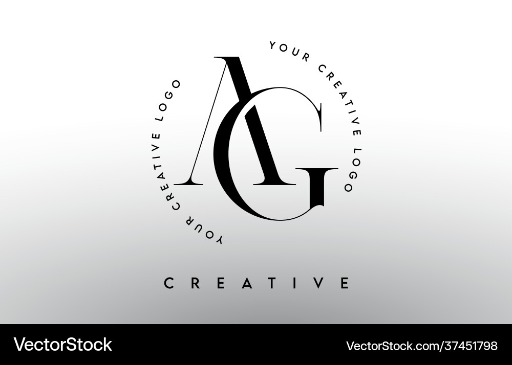Ag letter logo design with serif typography font Vector Image