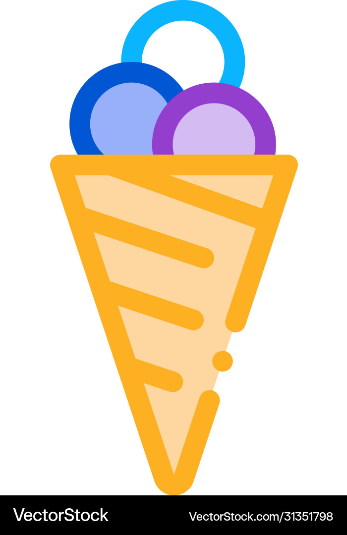 Balls ice cream in waffle cone icon Royalty Free Vector