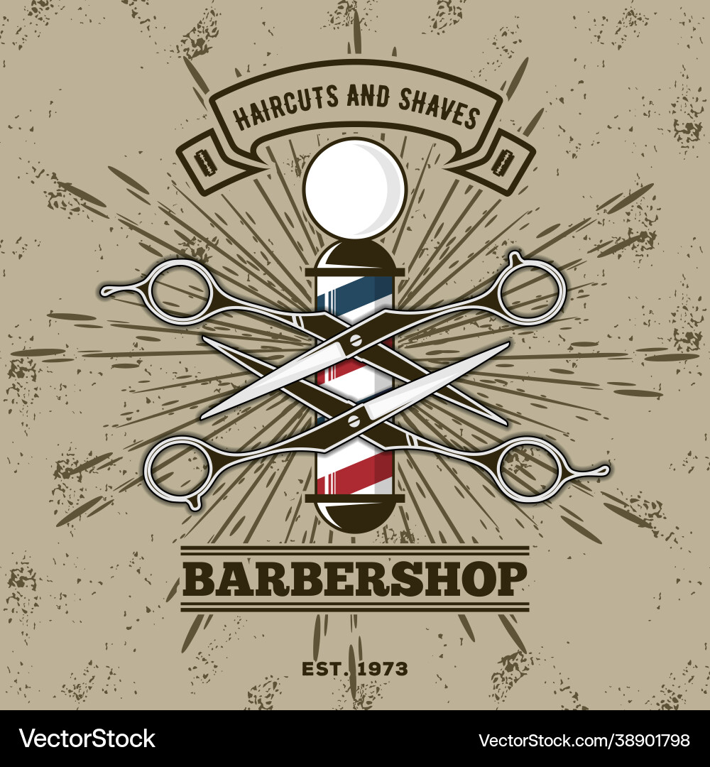 Barber shop poster template with pole Royalty Free Vector