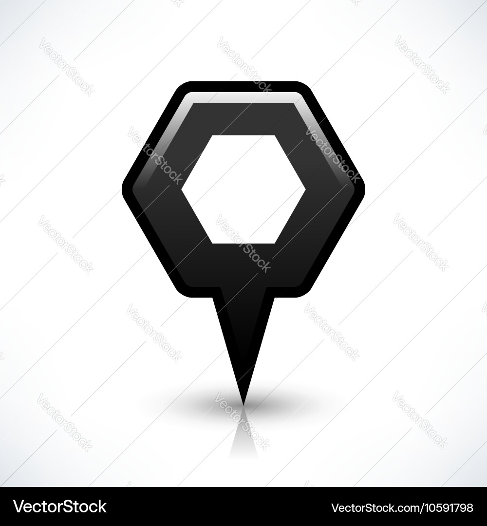 Black blank map pin sign hexagon location icon Vector Image