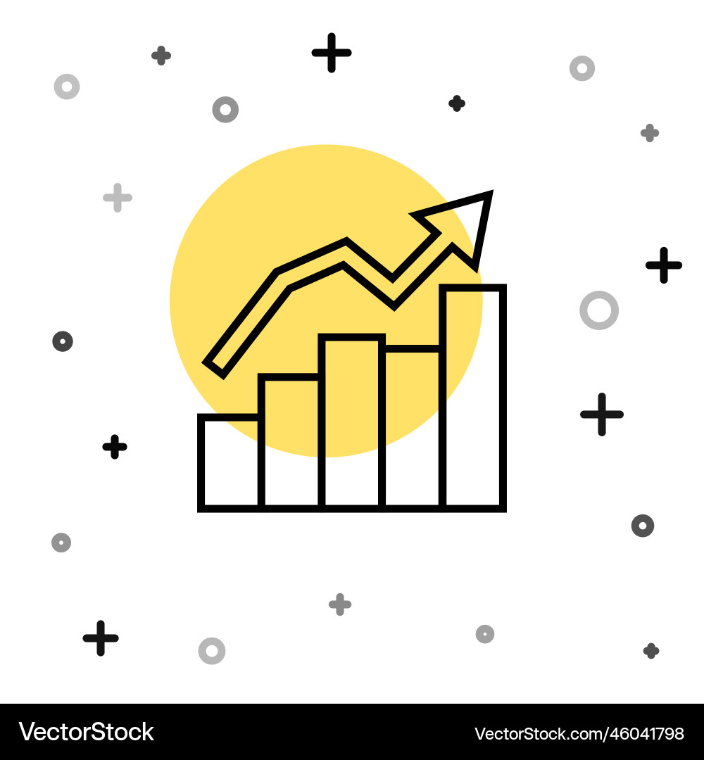 Black line financial growth increase icon isolated