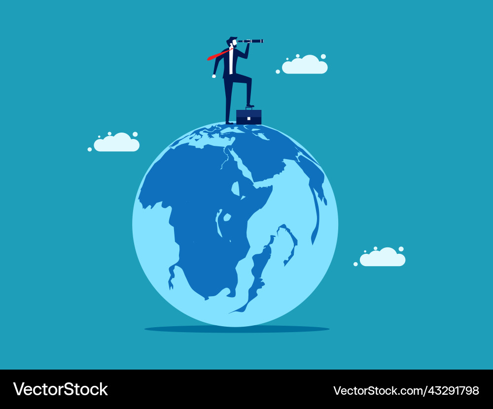 Businessman looking into the world Royalty Free Vector Image