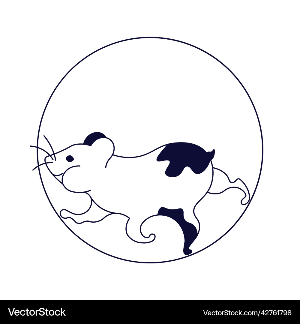 Cute hamster running on a wheel stylized pet Vector Image