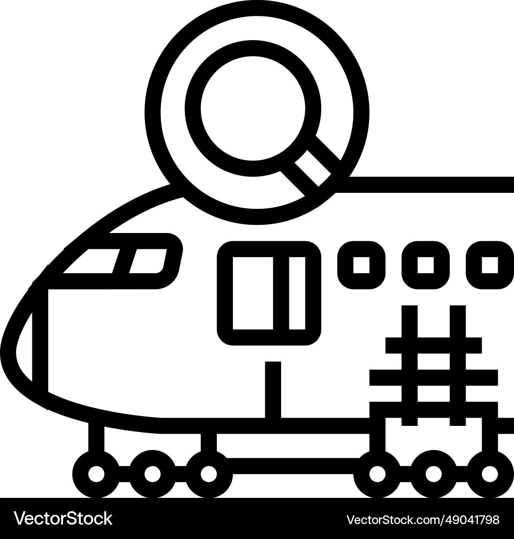 Fuselage examination aircraft line icon Royalty Free Vector
