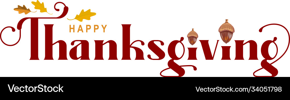 Happy thanksgiving ornate text lettering Vector Image