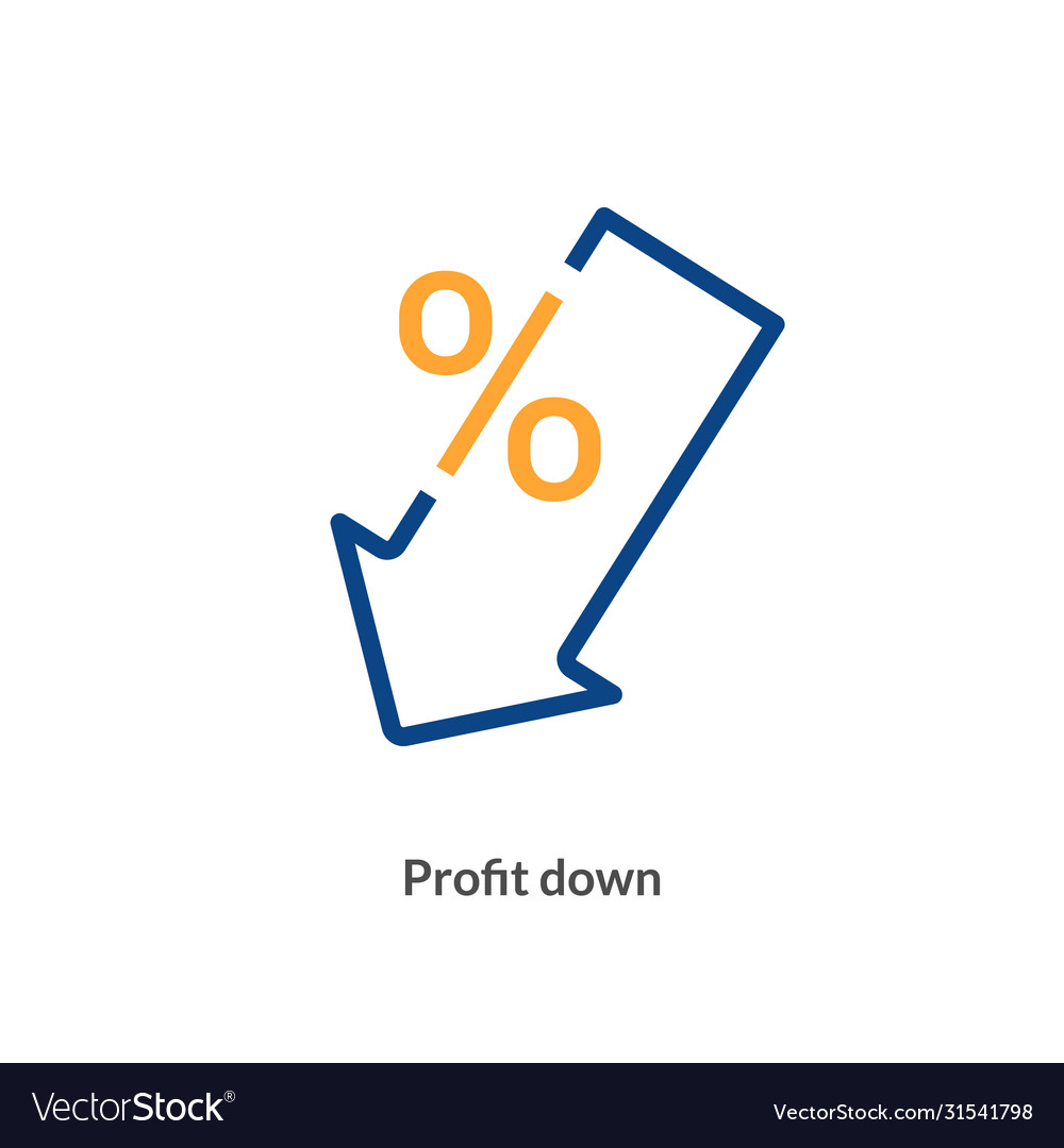 Low rate profit cost icon reduction decrease Vector Image