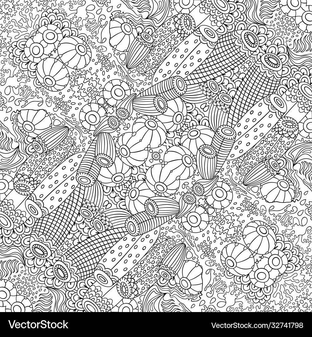 Nature line art hand drawn background Royalty Free Vector