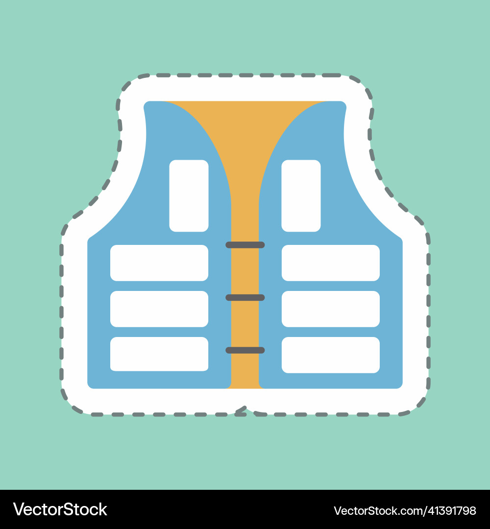 Sticker life vest - line cut - simple editable Vector Image