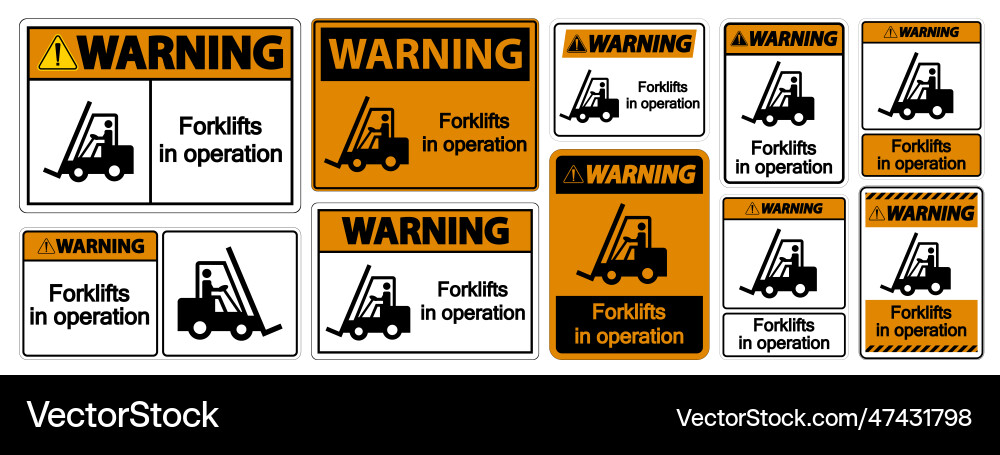 Warning forklifts in operation symbol sign Vector Image
