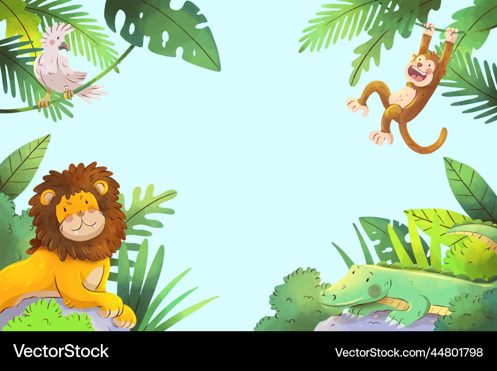 Watercolor wildlife background Royalty Free Vector Image