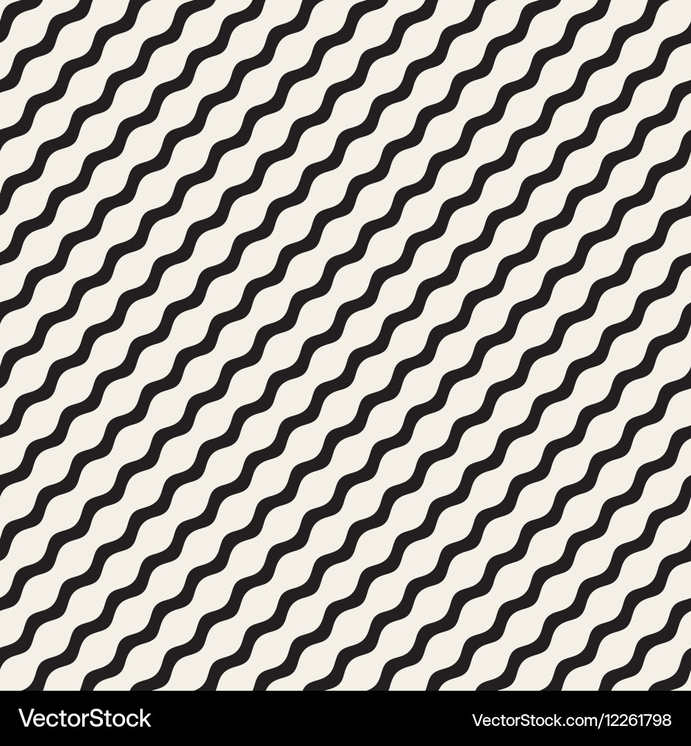 Wavy ripple lines seamless black and white Vector Image