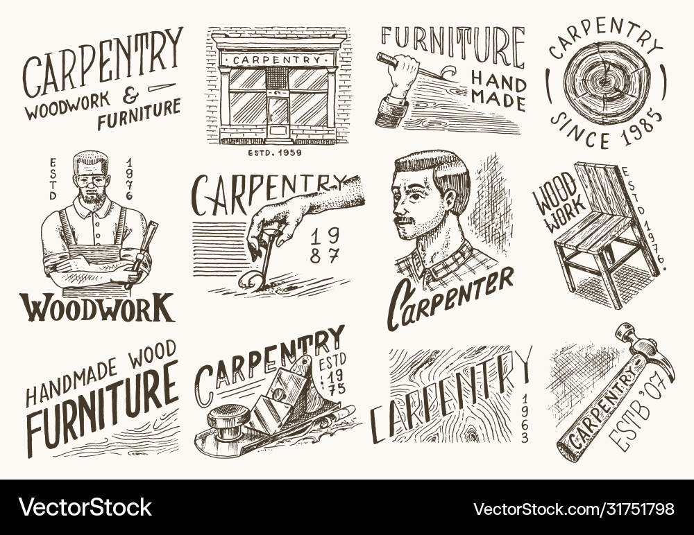 Wooden labels set for workshop or signboards Vector Image