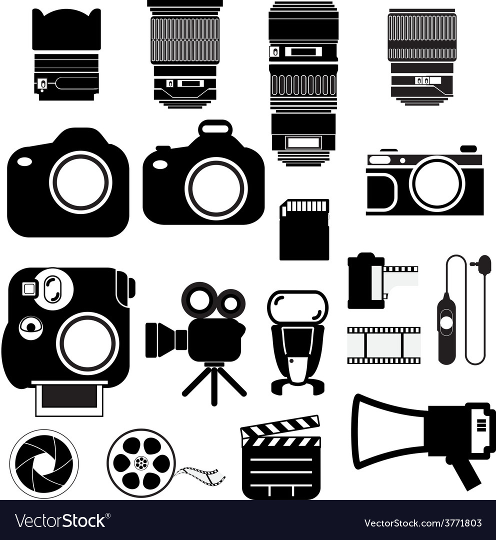 Camera set Royalty Free Vector Image - VectorStock