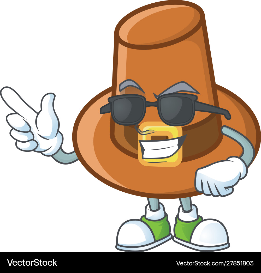 Cute brown pilgrim hat in super cool mascot Vector Image