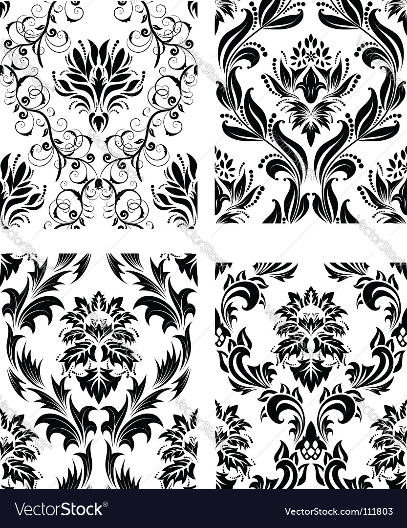 Damask patterns set Royalty Free Vector Image - VectorStock