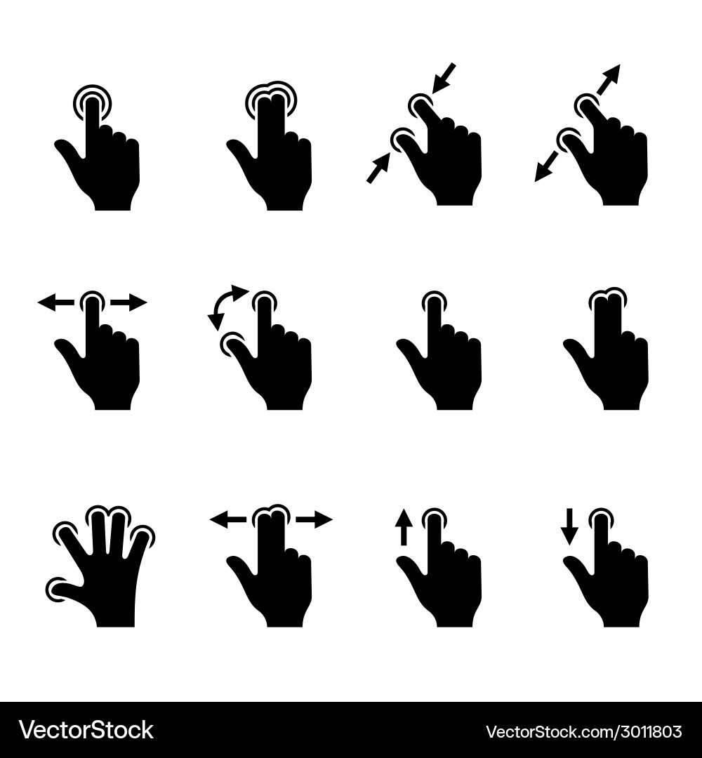 Gesture Icons Set for Mobile Touch Devices Vector Image