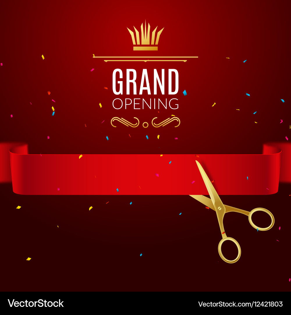 Grand opening design template with ribbon Vector Image