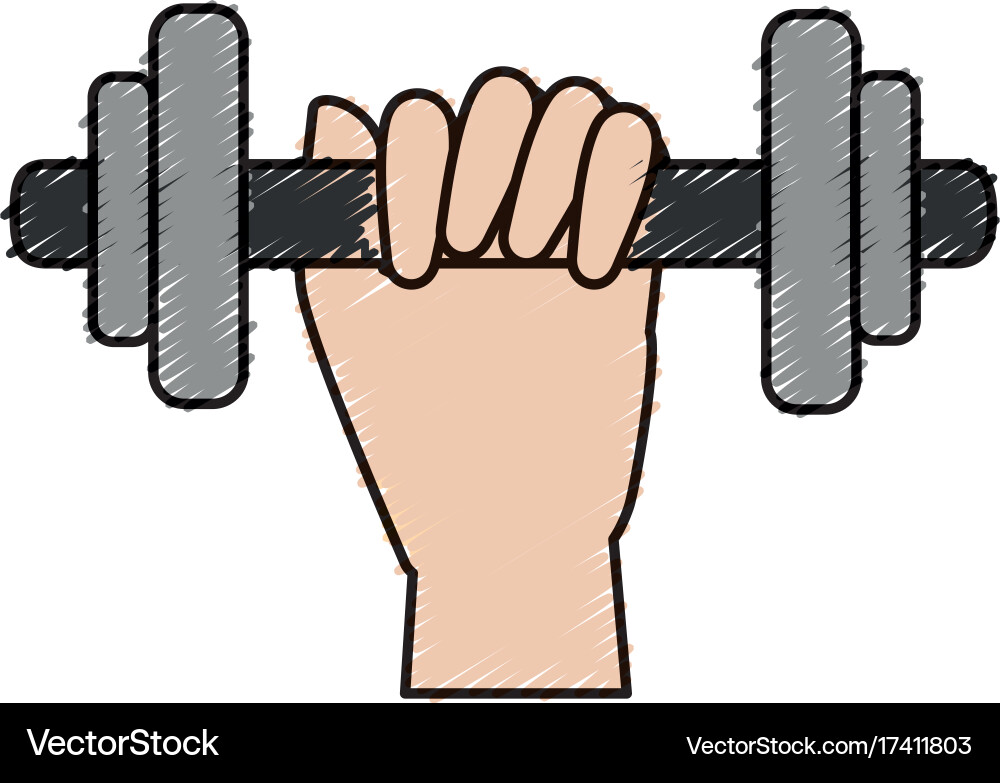 Hand human with weight lifting device gym Vector Image
