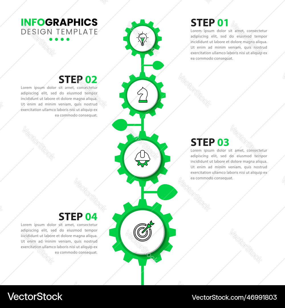 Infographic template tree with 4 gears and icons Vector Image