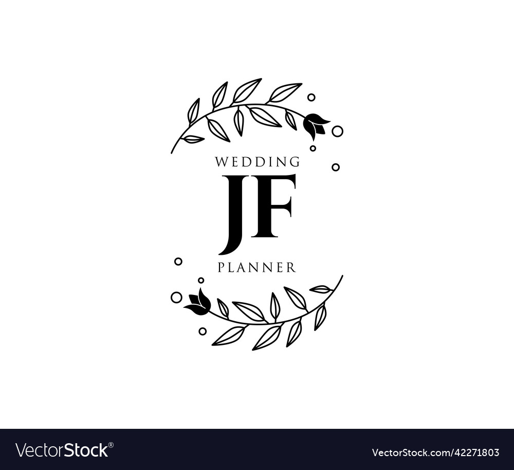 Jf initials letter wedding monogram logos Vector Image