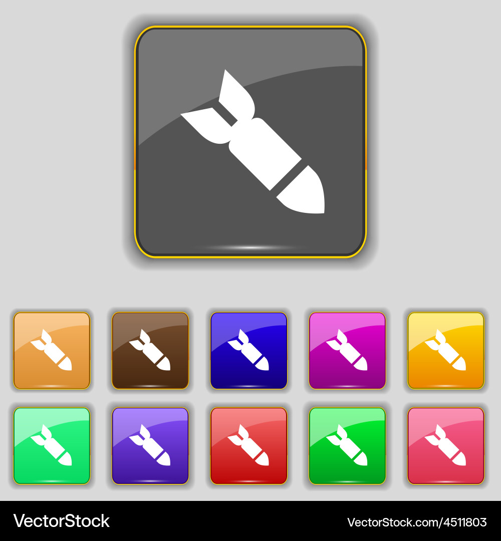 Missilerocket weapon icon sign set with eleven Vector Image