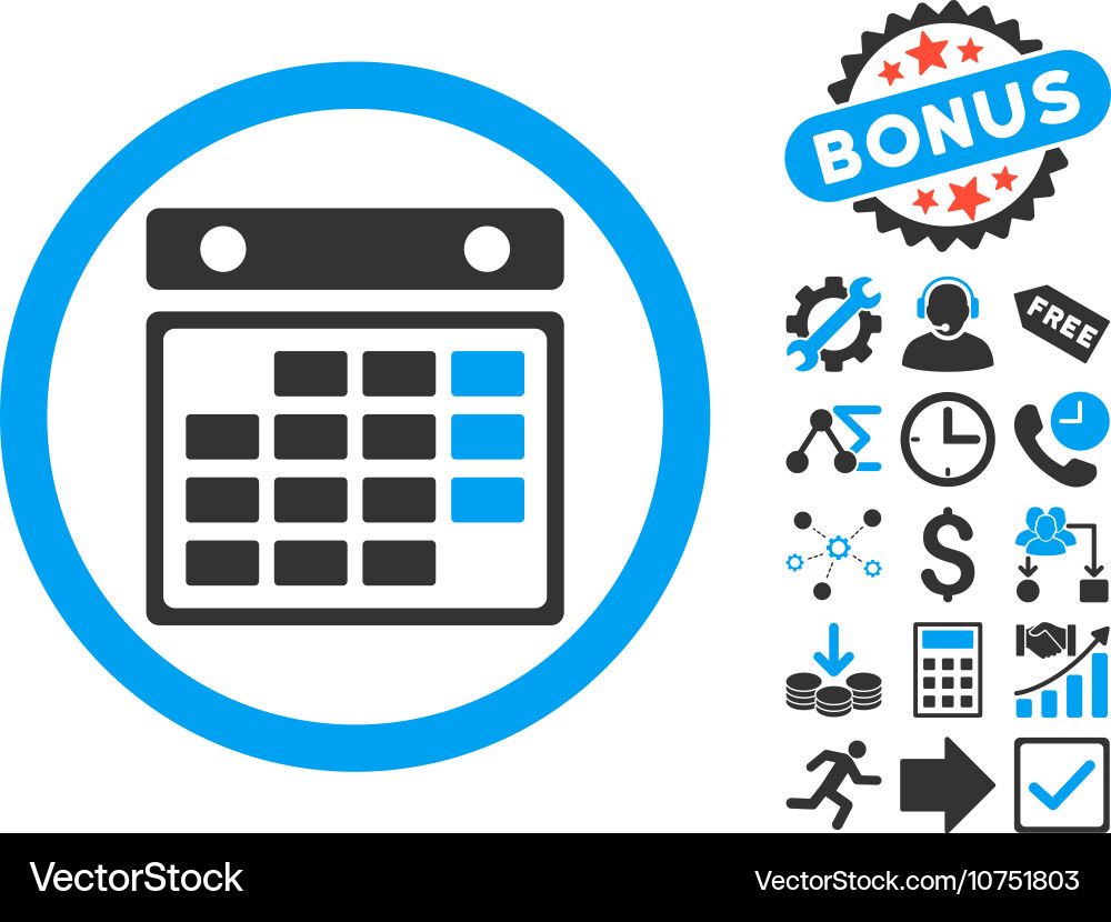 Month calendar flat icon with bonus Royalty Free Vector