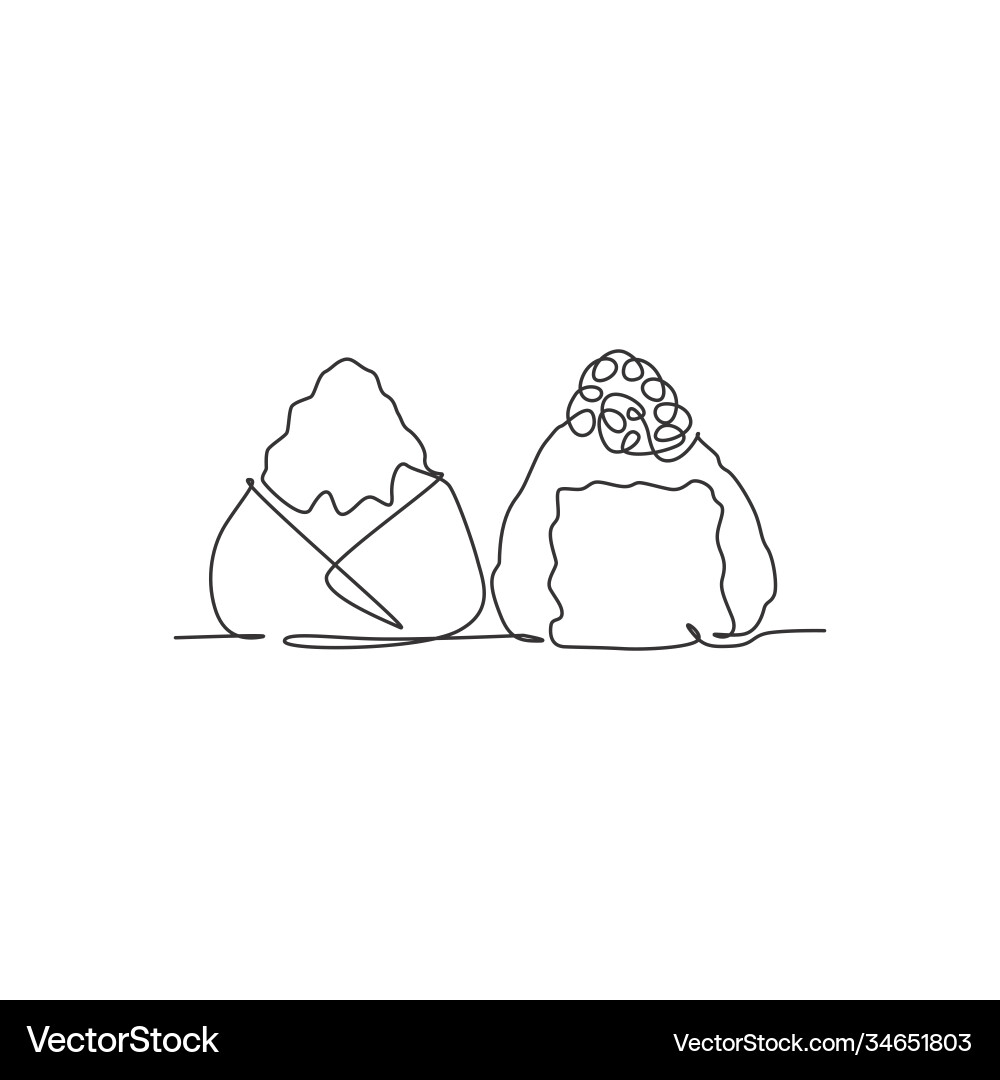 One single line drawing fresh japanese onigiri Vector Image