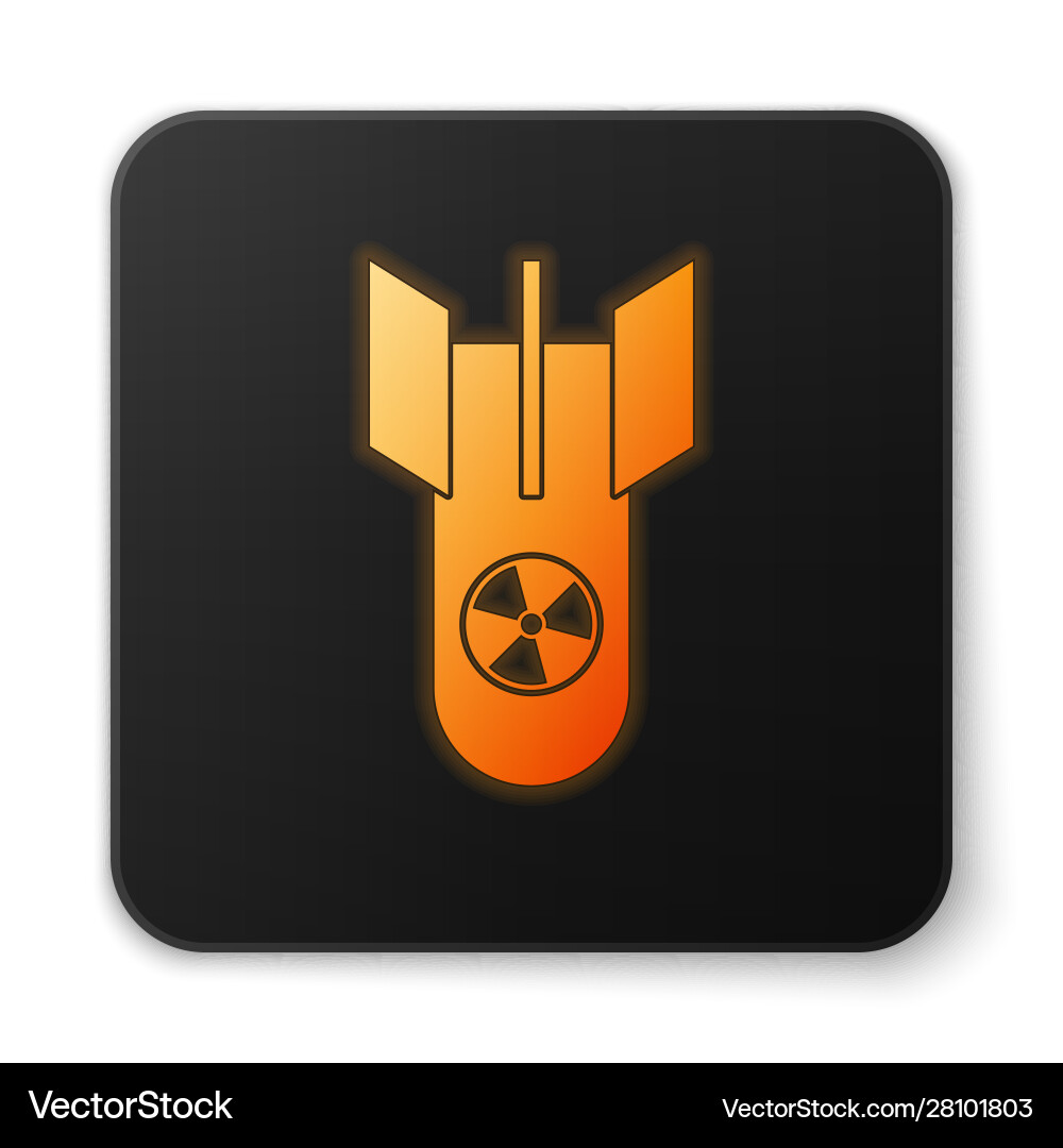 Orange glowing neon nuclear bomb icon isolated Vector Image