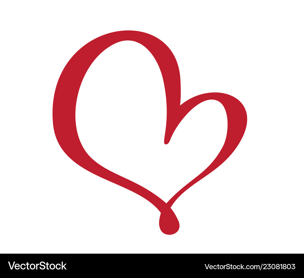 Red valentines day hand drawn calligraphic Vector Image
