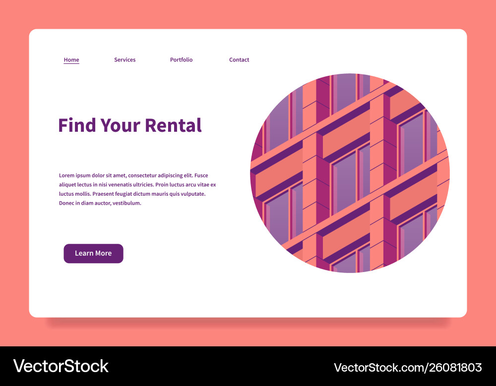Rental service landing page Royalty Free Vector Image