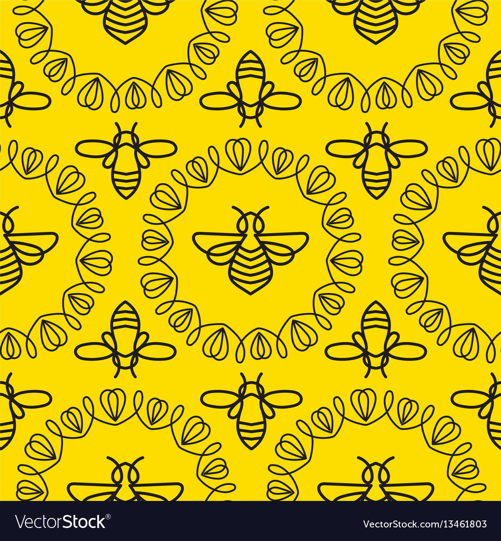 Seamless pattern with bee Royalty Free Vector Image