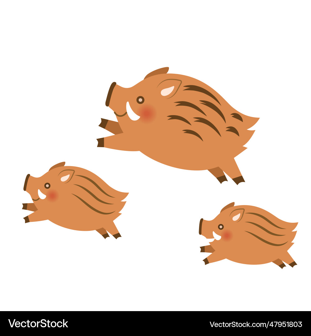 Three wild boars Royalty Free Vector Image - VectorStock