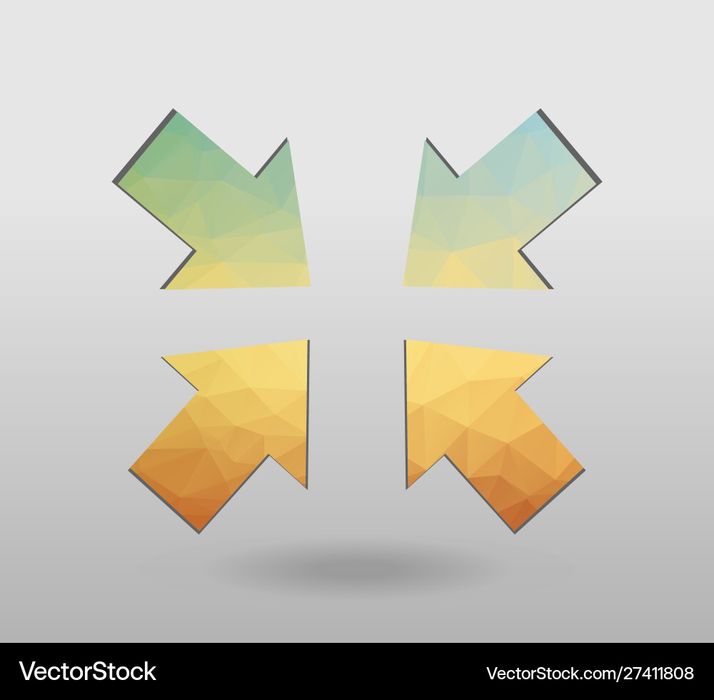 Arrow icon set polygonal arrows colorful Vector Image