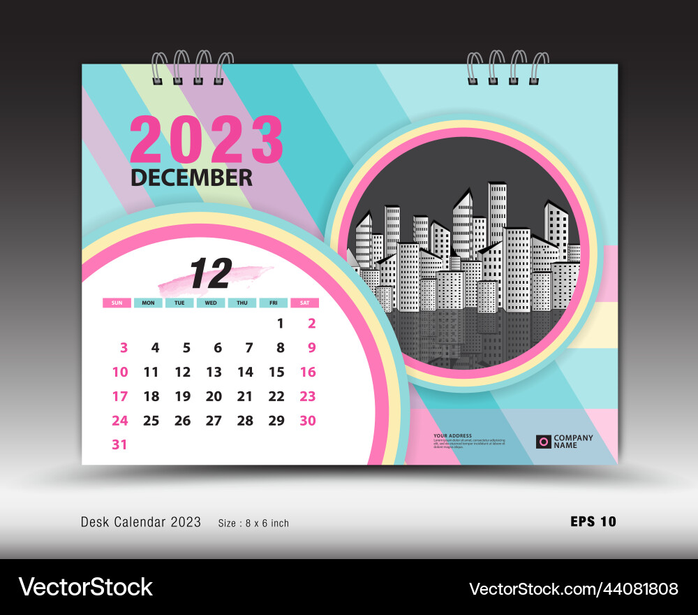 Calendar 2023 template - december month Royalty Free Vector