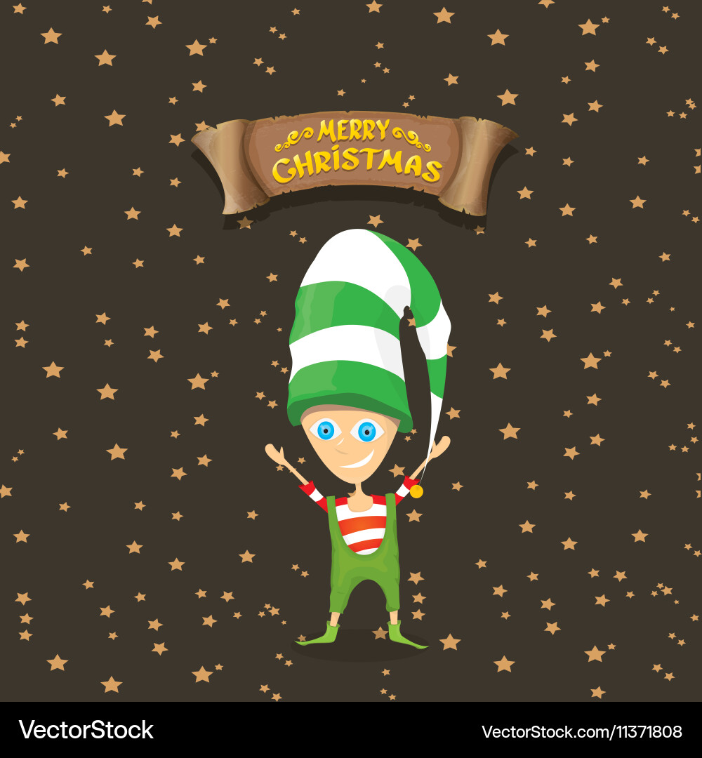 Cartoon cute merry christmas elf Royalty Free Vector Image