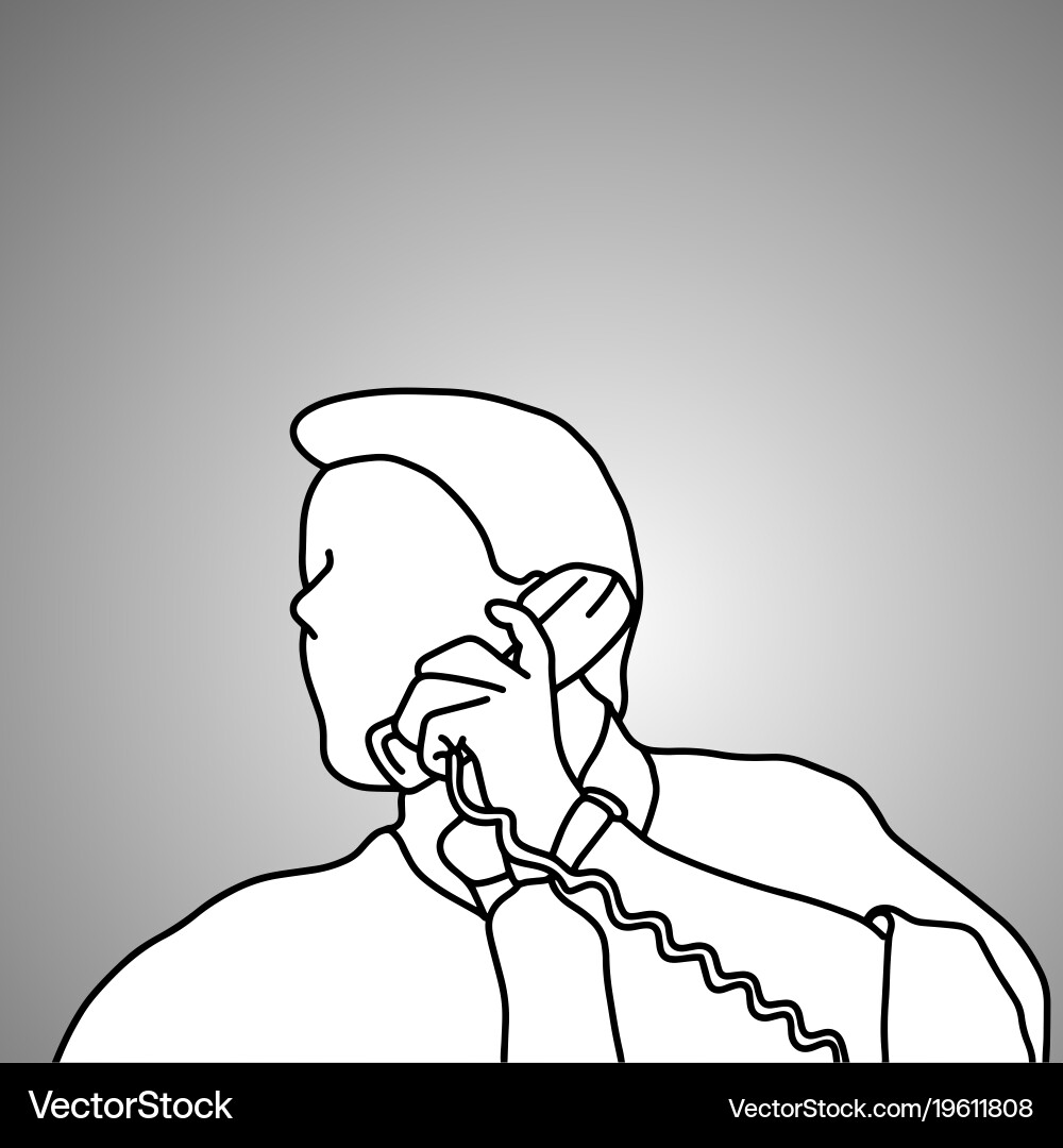 Close-up businessman using retro telephone Vector Image