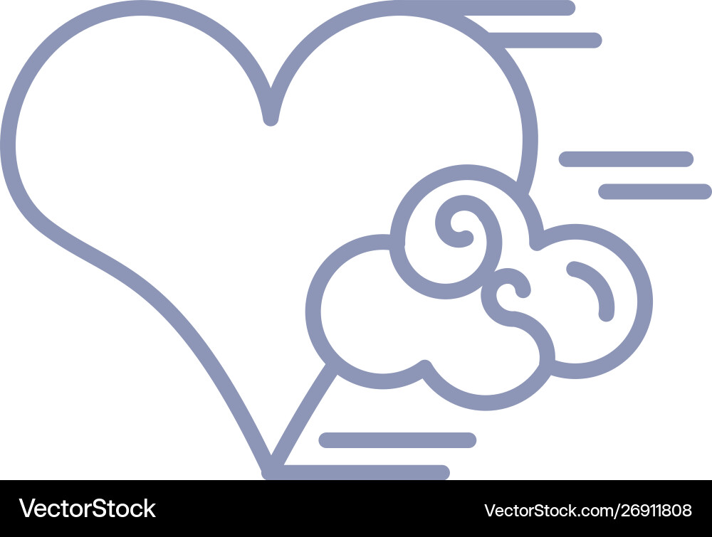 Cute heart love with cloud Royalty Free Vector Image