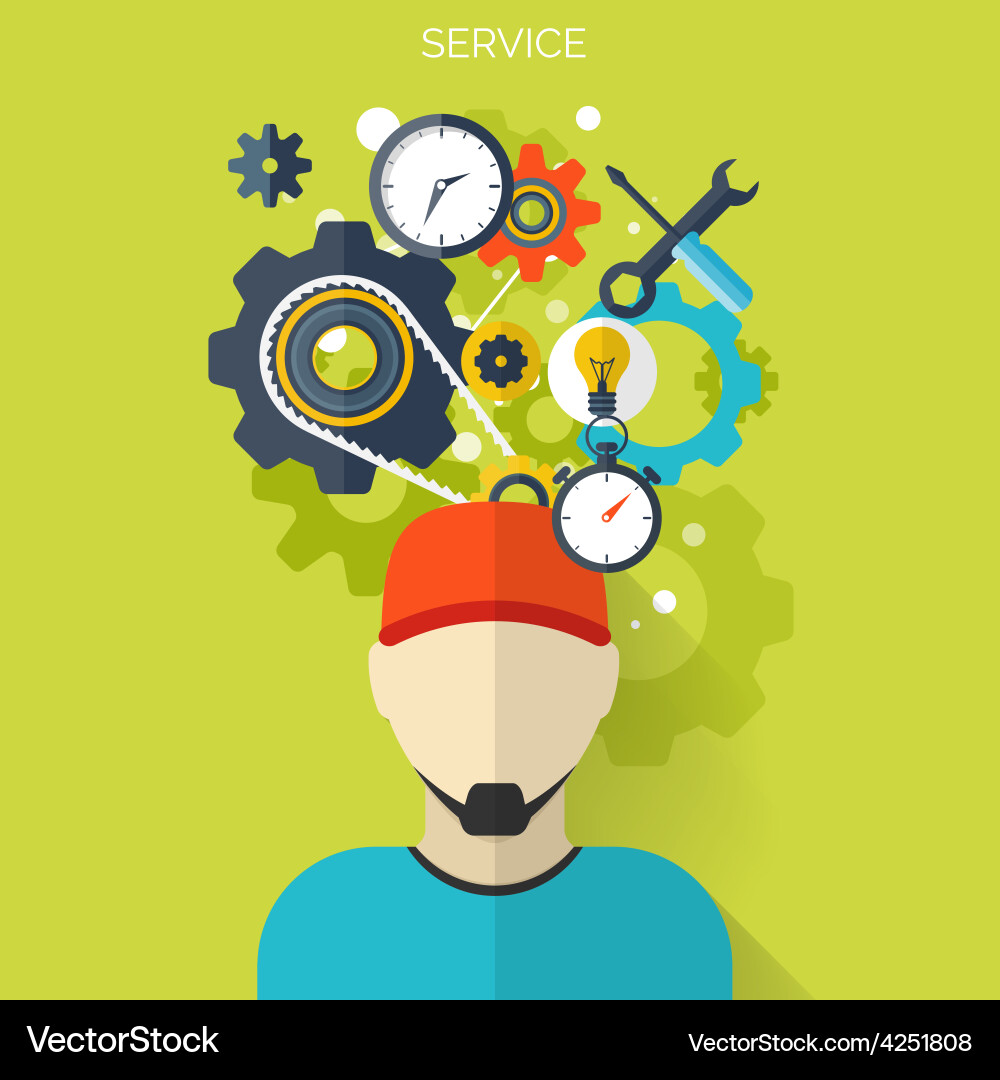 Flat repair service background mechanic service Vector Image