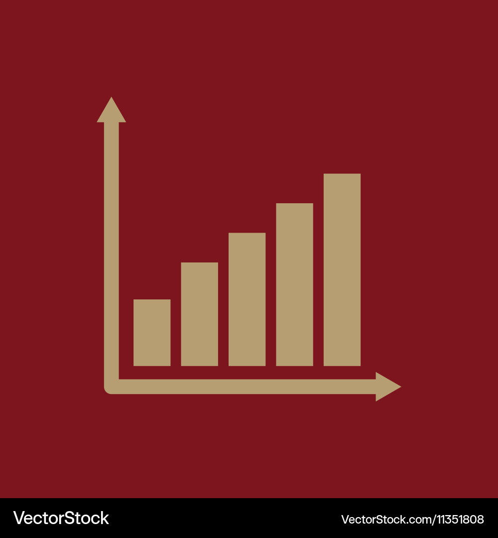 Growing graph icon growth and up symbol flat Vector Image