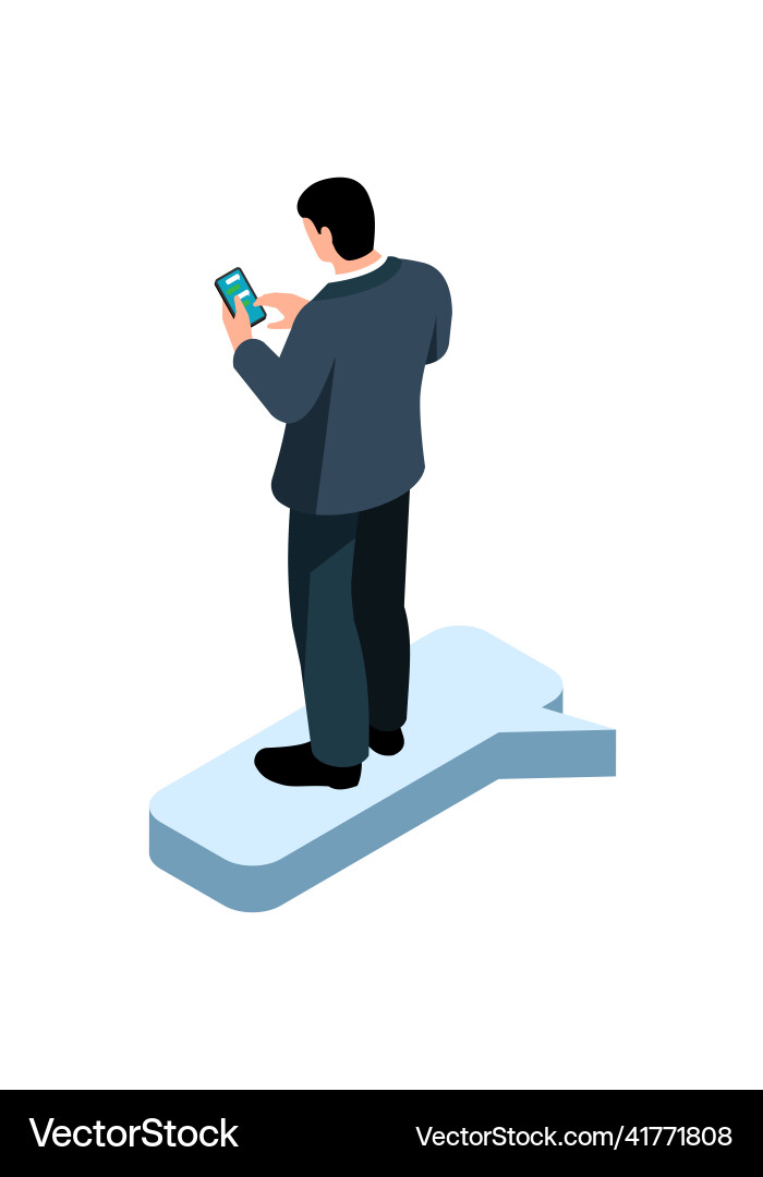 Isometric business people with gadgets hi-tech Vector Image