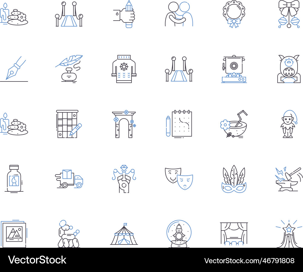 Resourceful pursuit line icons collection Vector Image