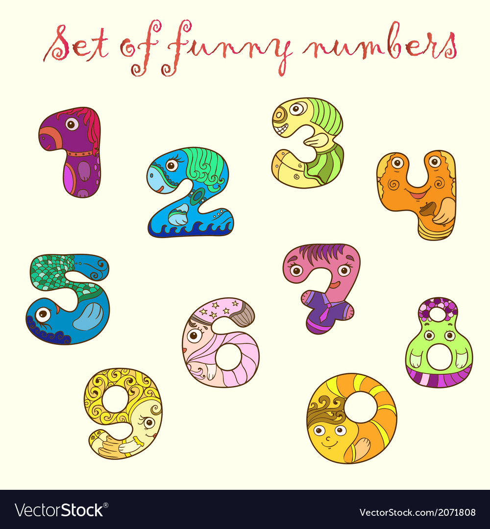 Set of colorful funny figures numbers Royalty Free Vector