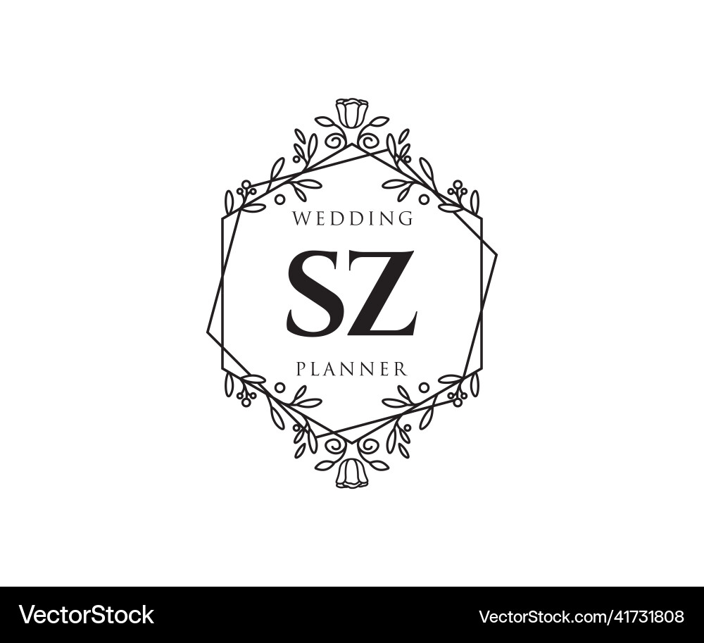 Sz initials letter wedding monogram logos Vector Image