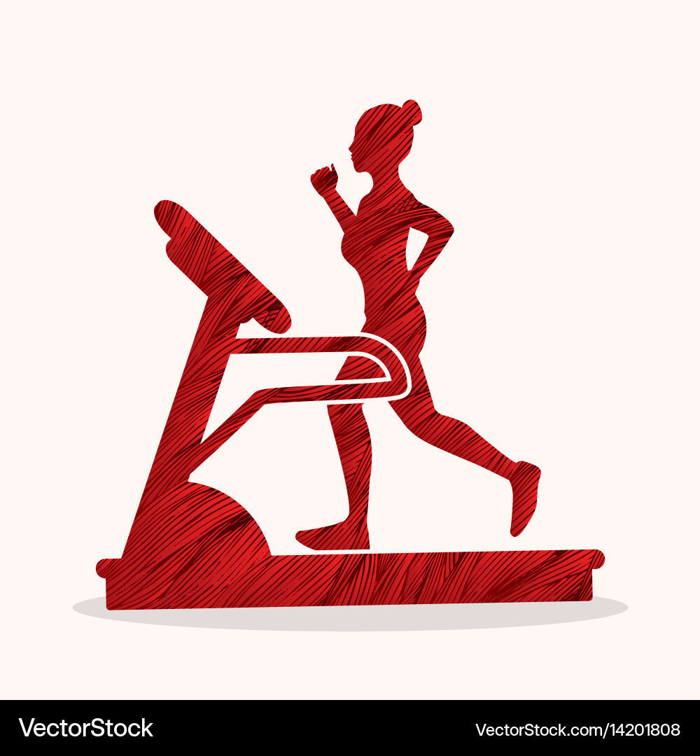 Woman running on treadmill graphic Royalty Free Vector Image