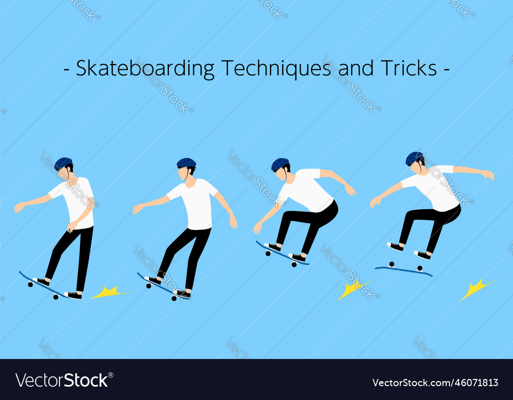 Basic skateboarding techniques and tricks tail Vector Image